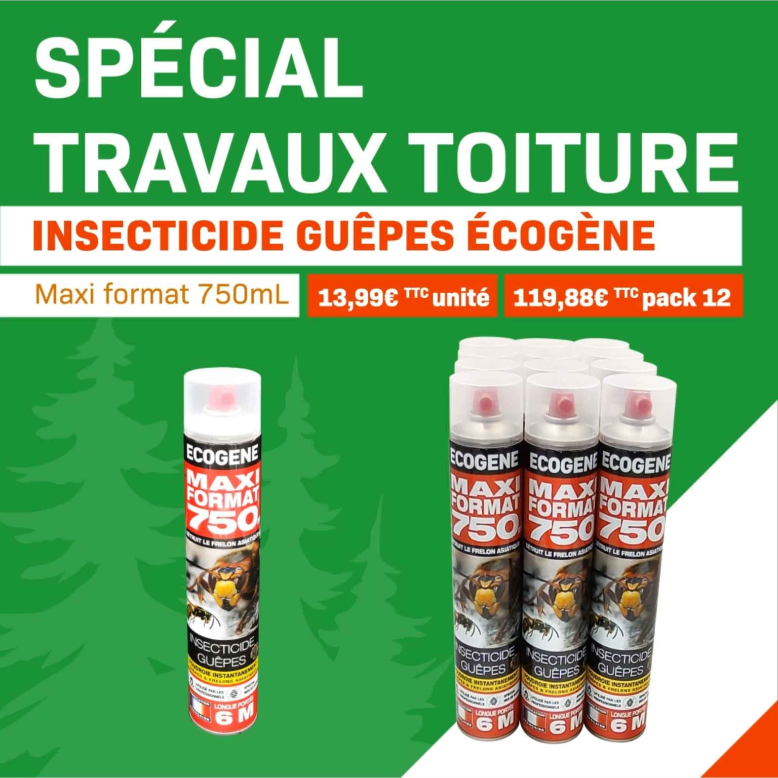 Insecticide Guêpe Écogène - Idéal pour les travaux toiture